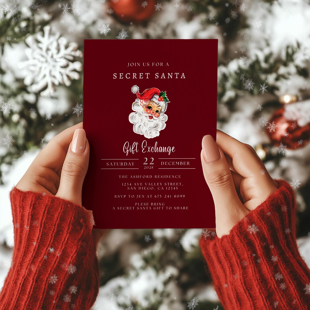 Minimalist Secret Santa Gift Exchange,elegant Red Secret Santa Gift ...