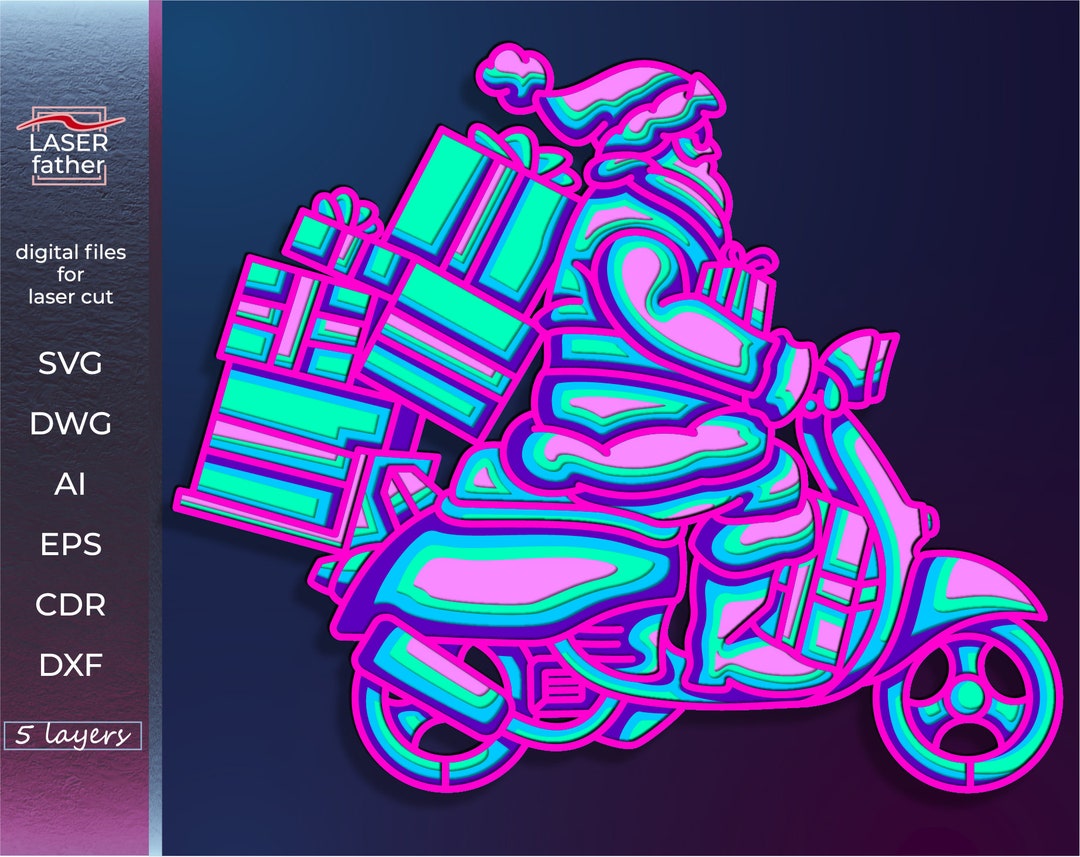 3D Santa SVG Layered Design, Digital Download Files Png Ai Cdr Dxf Dwg ...