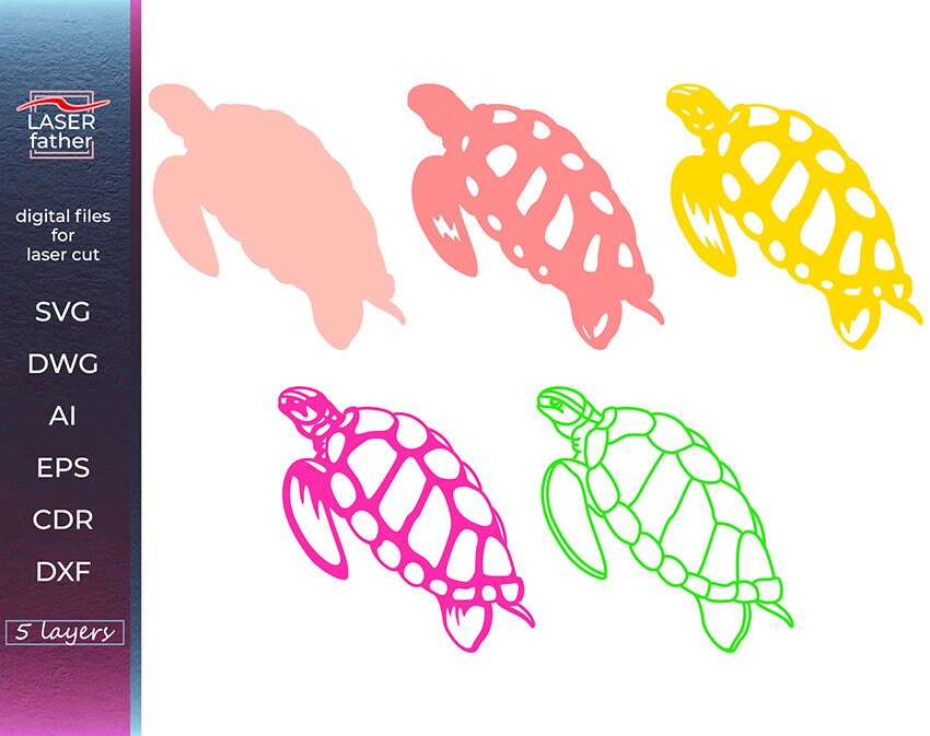 3D Multilayer Turtle SVG File, Instant Download Files Png Ai Cdr Dxf ...
