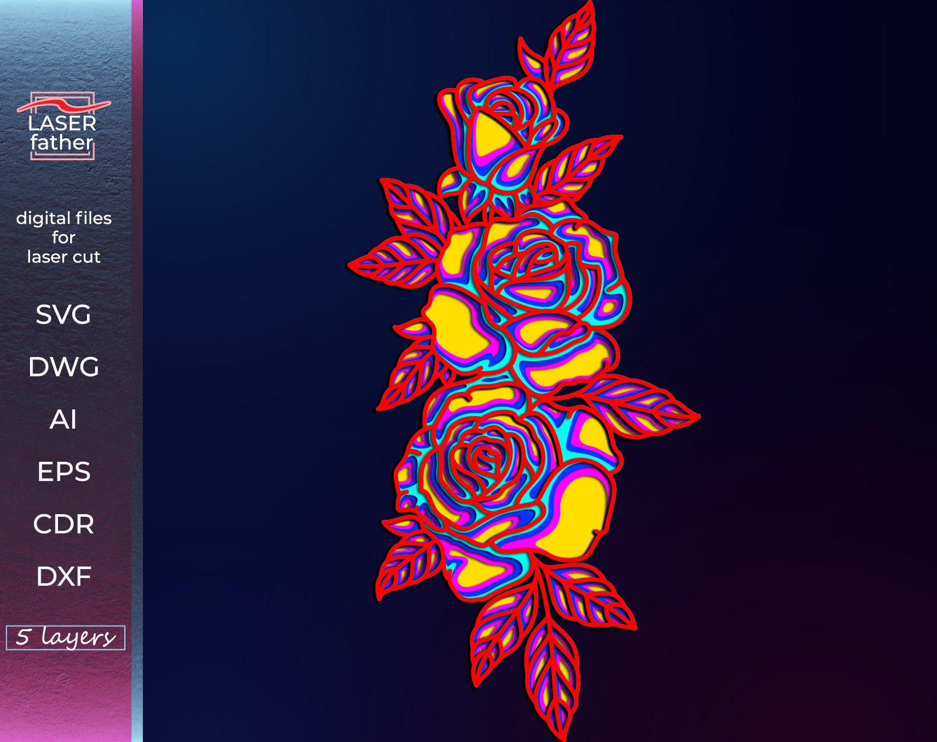 Flowers 3D Layered SVG File Instant Download Files Png Ai Cdr - Etsy