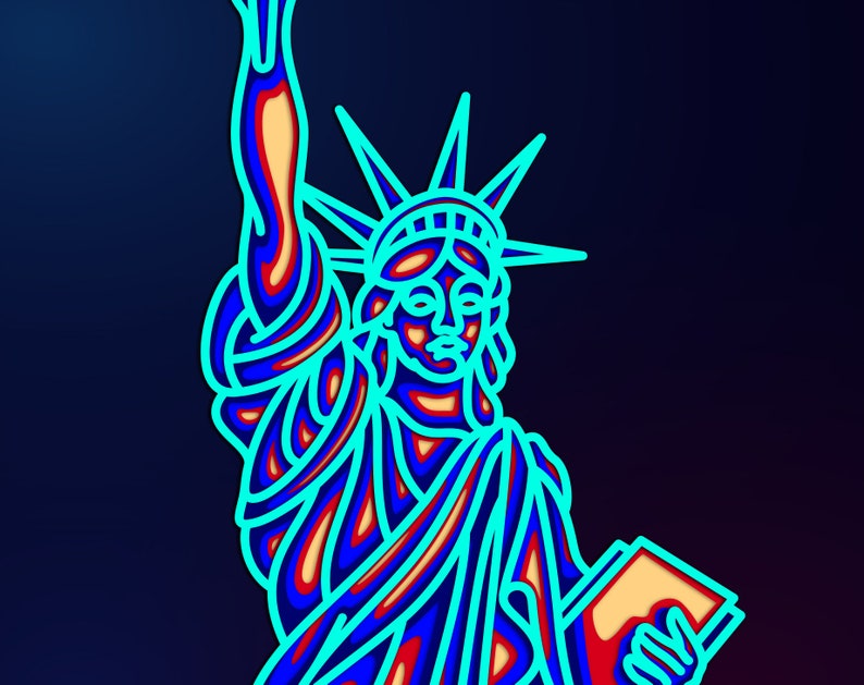 Multilayer 3D Statue of Liberty SVG File, Instant Download Files Png Ai ...