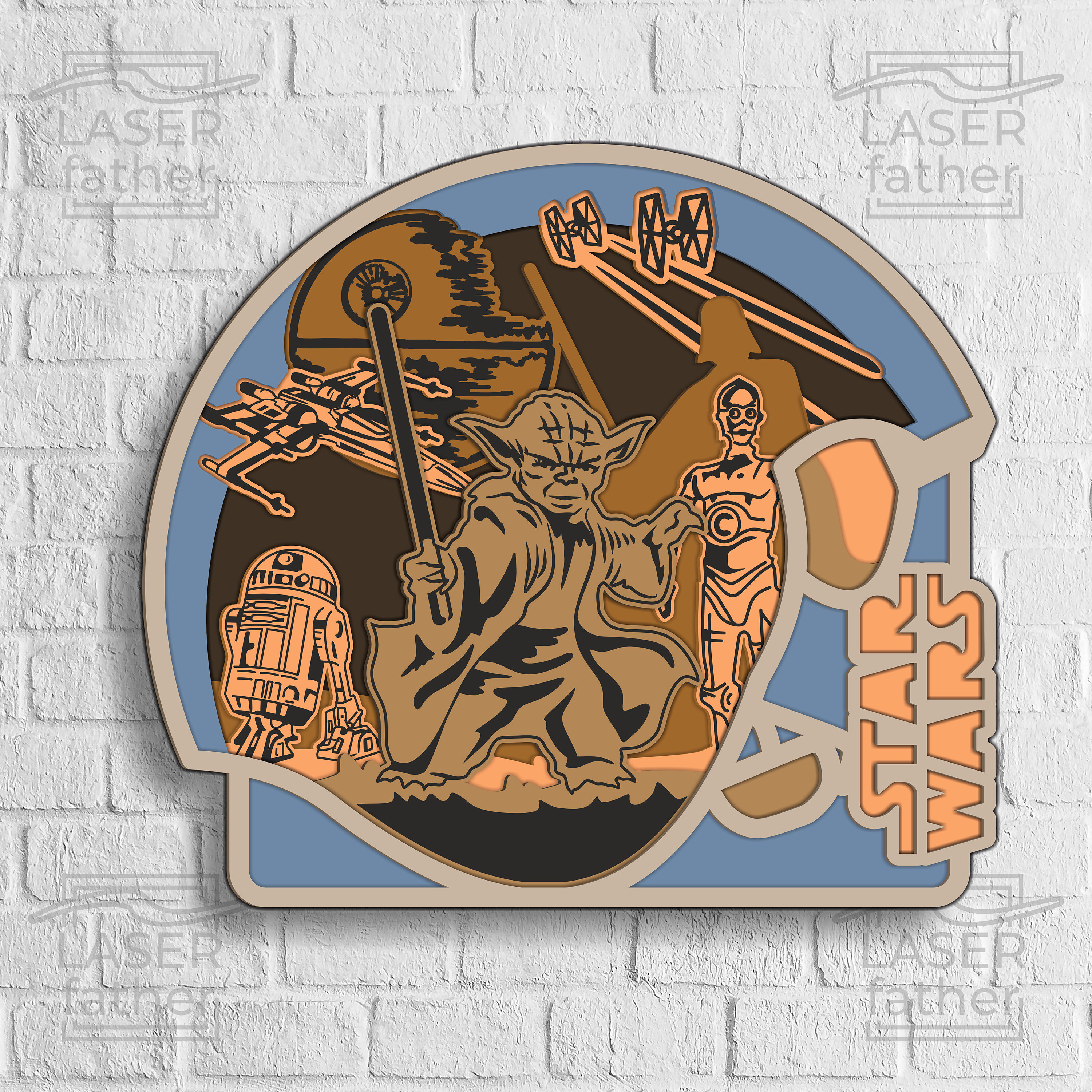 Star Wars DXF, Layered Papercut, CNC Laser Files, Death Star, Yoda SVG ...