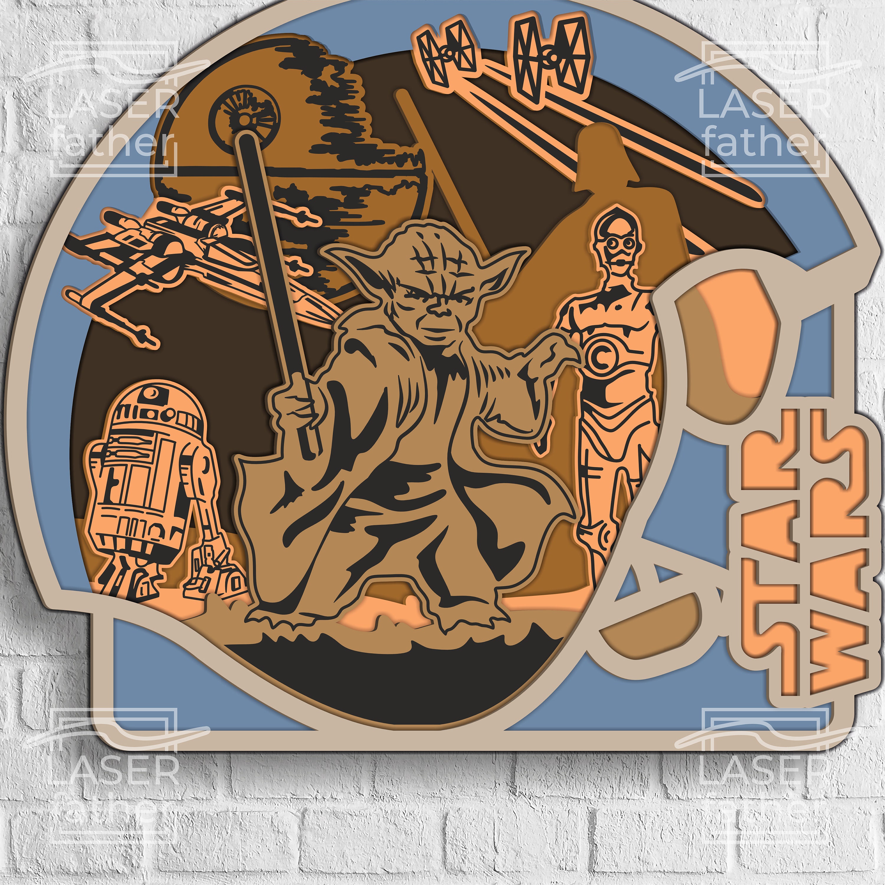 Star Wars DXF, Layered Papercut, CNC Laser Files, Death Star, Yoda SVG ...