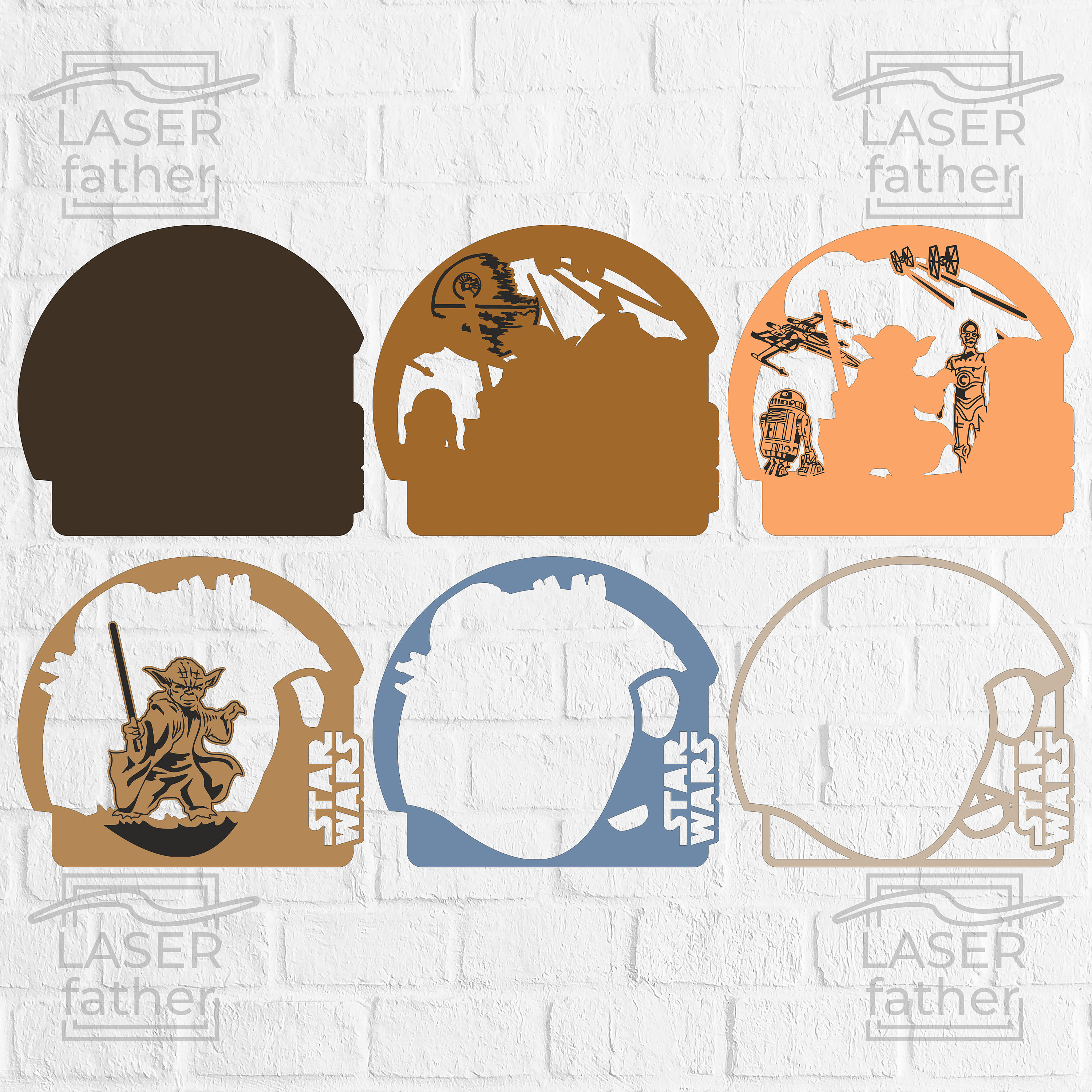 Star Wars DXF, Layered Papercut, CNC Laser Files, Death Star, Yoda SVG ...