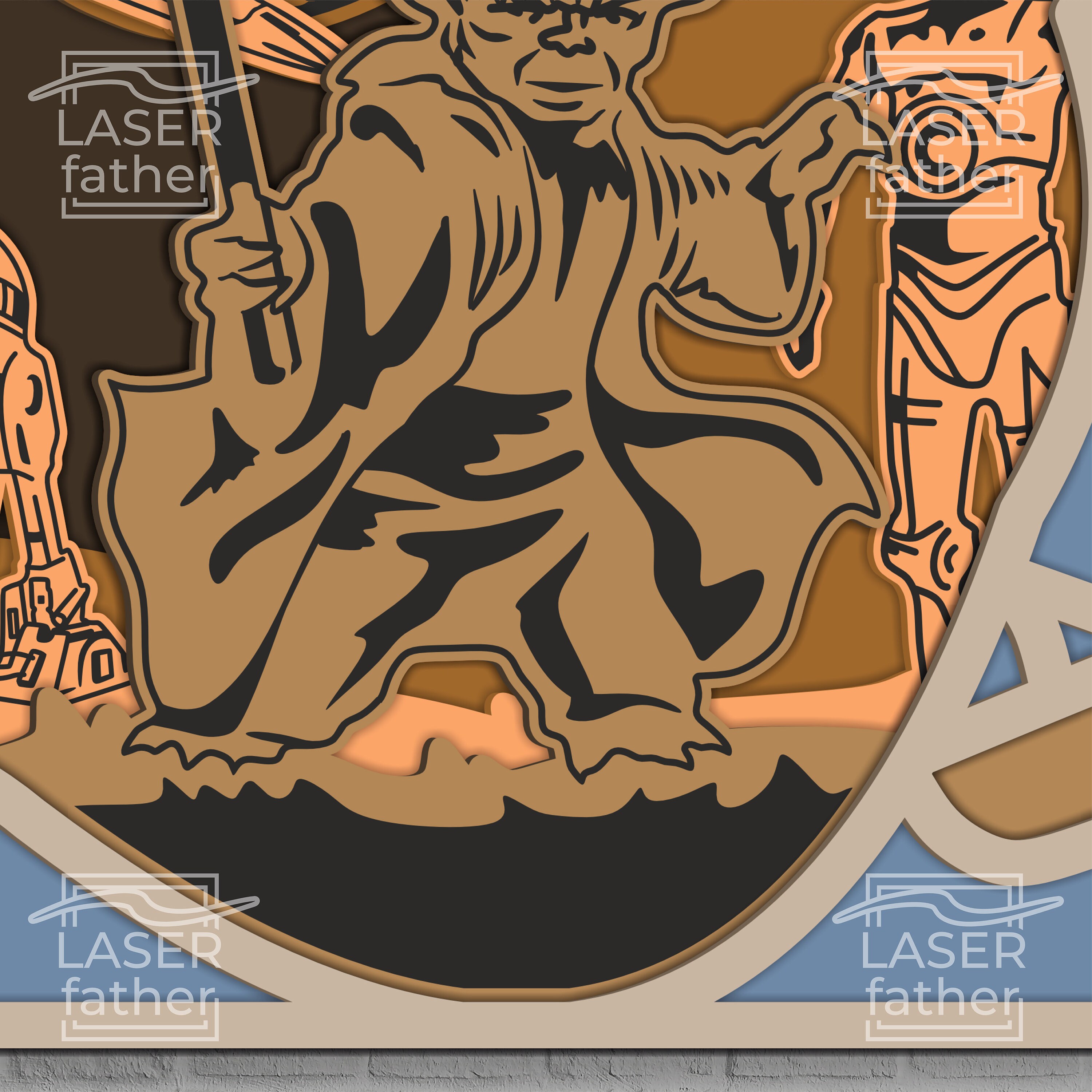 Star Wars DXF, Layered Papercut, CNC Laser Files, Death Star, Yoda SVG ...
