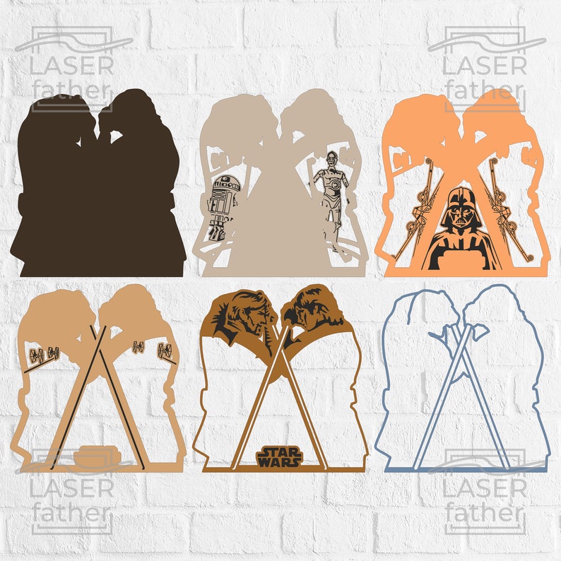 Kylo Ren SVG, Obi Wan Kenobi SVG, Wood Laser Cut, Star Wars Layered ...