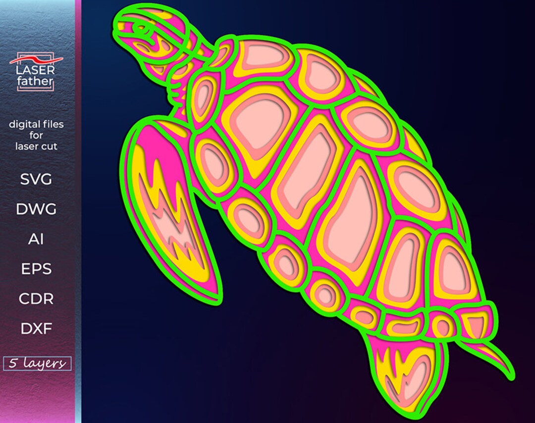 3D Multilayer Turtle SVG File, Instant Download Files Png Ai Cdr Dxf ...
