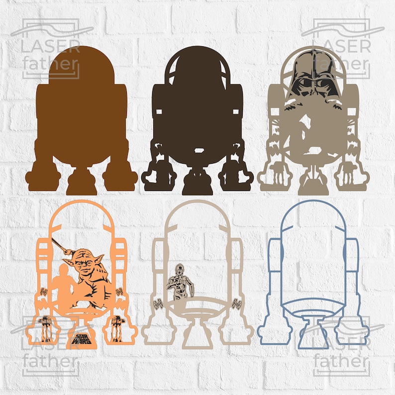 R2D2 SVG, Star Wars Droid, Darth Vader Laser Cut, Yoda, C3PO SVG ...