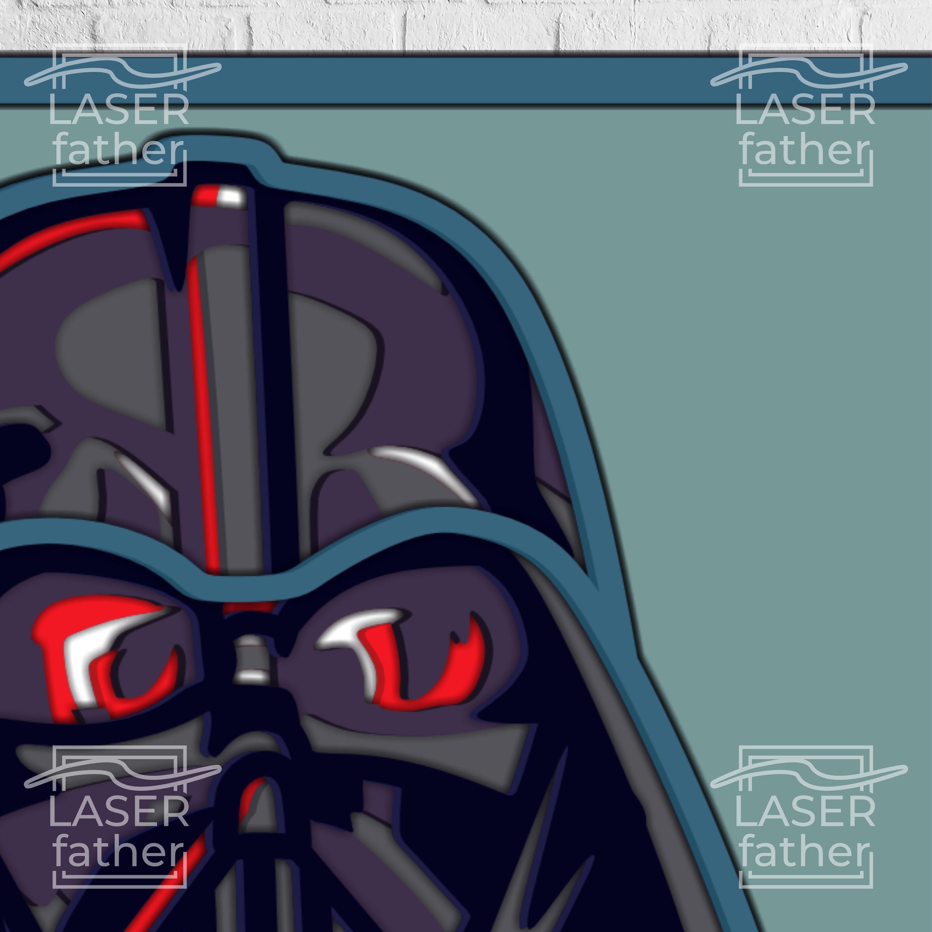 Darth Vader Laser File, Layered Star Wars SVG, 3D Wood Cutout, Dark ...