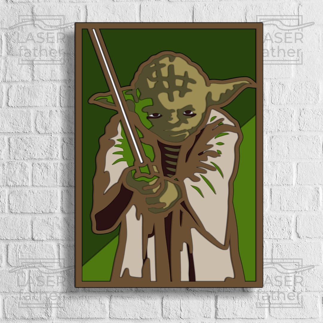 Master Yoda SVG, Multilayered Laser Cut, Star Wars Shadow Box, Vector ...
