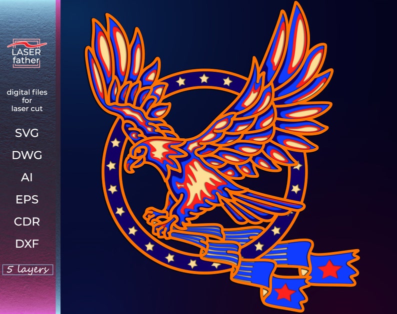 3D Eagle Layers SVG File Instant Download Files Png Ai Cdr - Etsy