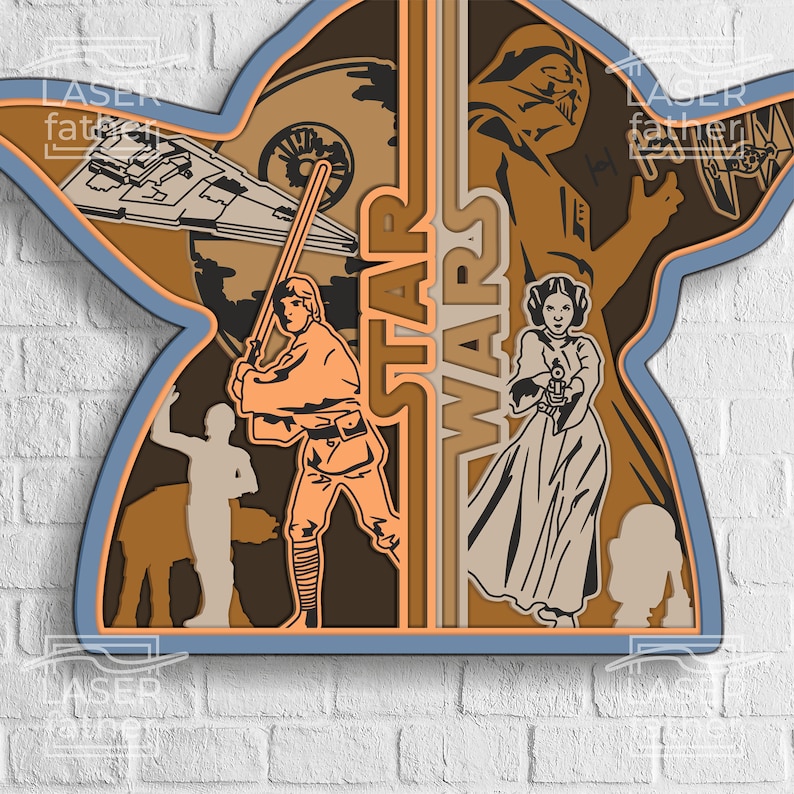 Yoda SVG, Star Wars Laser Cut Files, Han Solo and Princess Leia ...