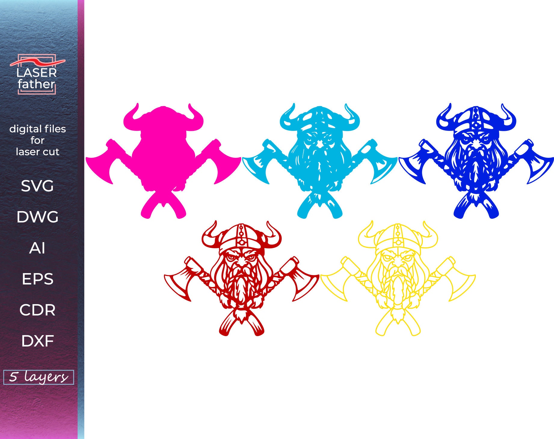 3D Viking Multilayer SVG Laser Cut File, Digital Download Files Png Ai ...