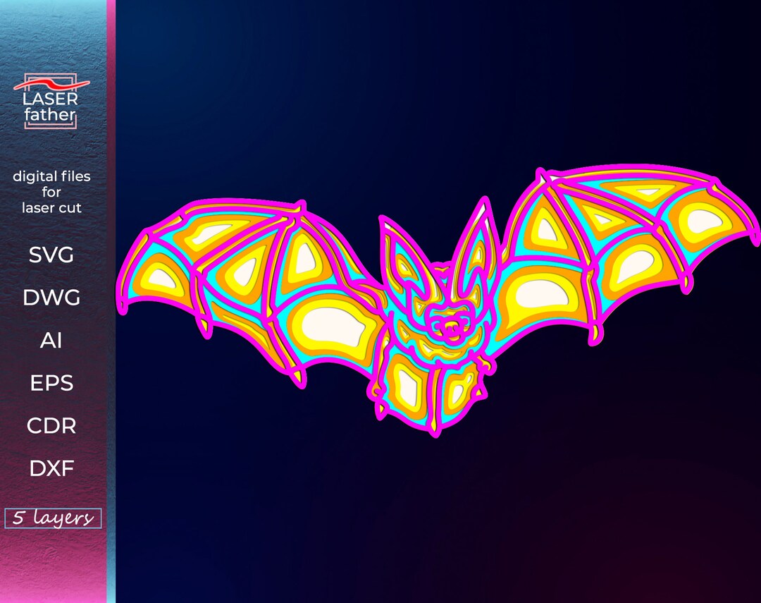 3D Bat Multilayer SVG File, Digital Download Png Ai Cdr Dxf Dwg Eps ...
