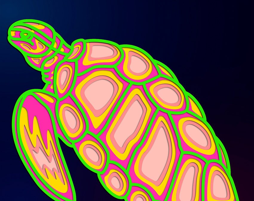 3D Multilayer Turtle SVG File, Instant Download Files Png Ai Cdr Dxf Dwg Eps, Turtle Art, Craft ...