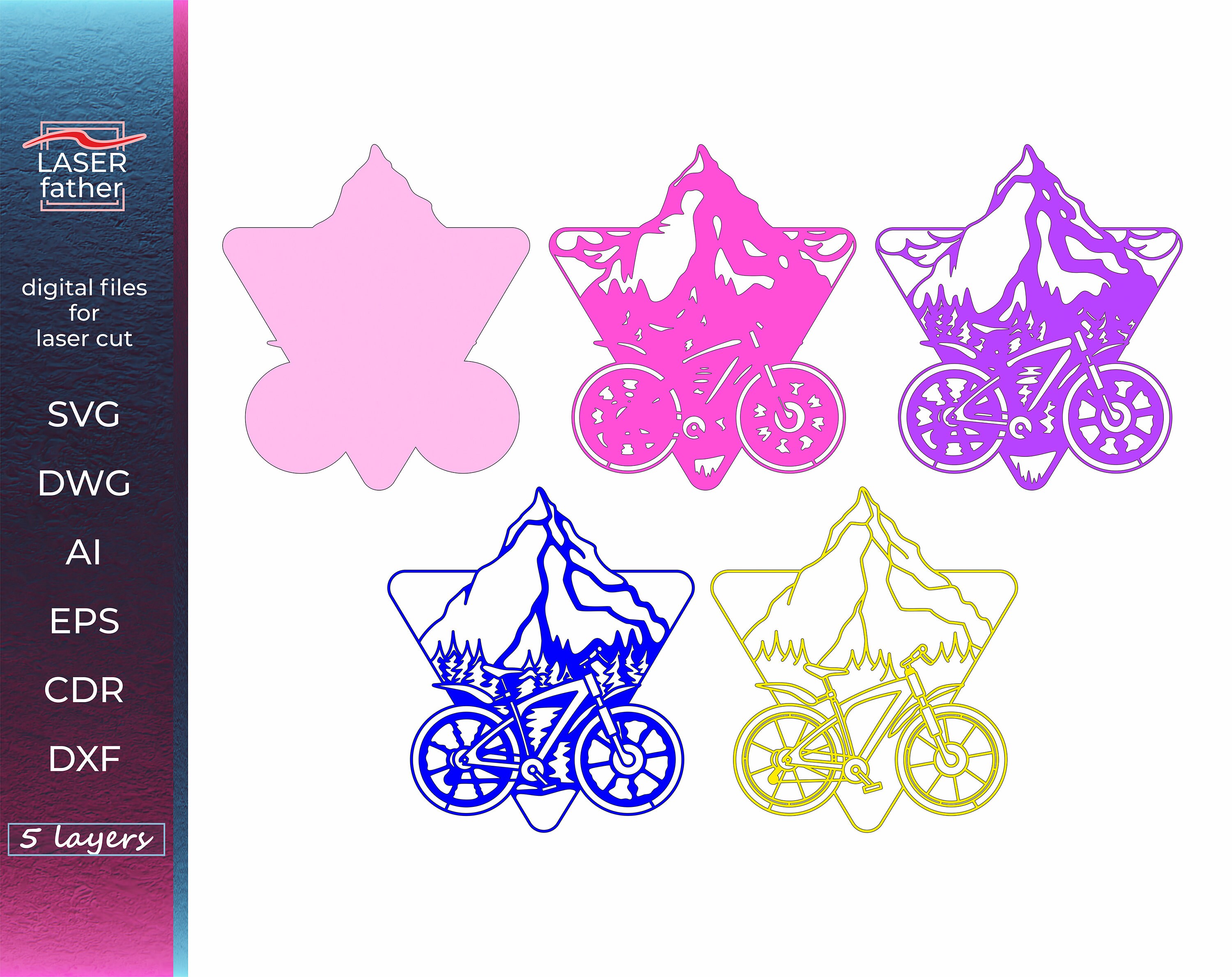 3D Bicycle SVG Multilayer Design, Digital Download Files Png Ai Cdr Dxf ...