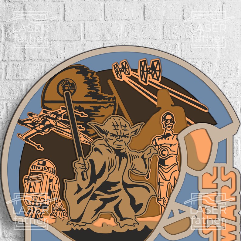 Star Wars DXF, Layered Papercut, CNC Laser Files, Death Star, Yoda SVG ...