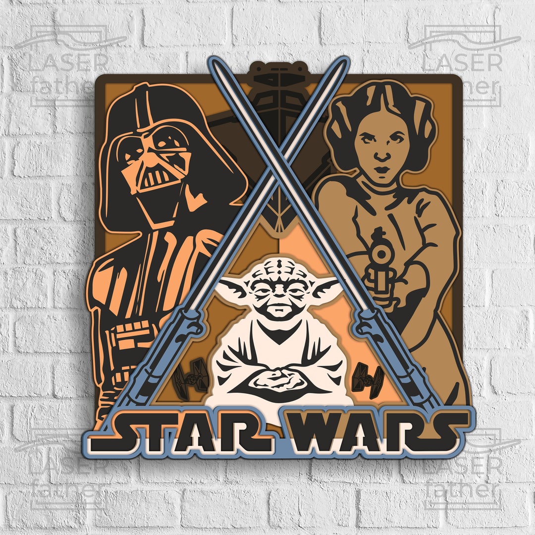 Star Wars Laser Cut Files, Princess Leia SVG, Darth Vader DXF, Yoda ...