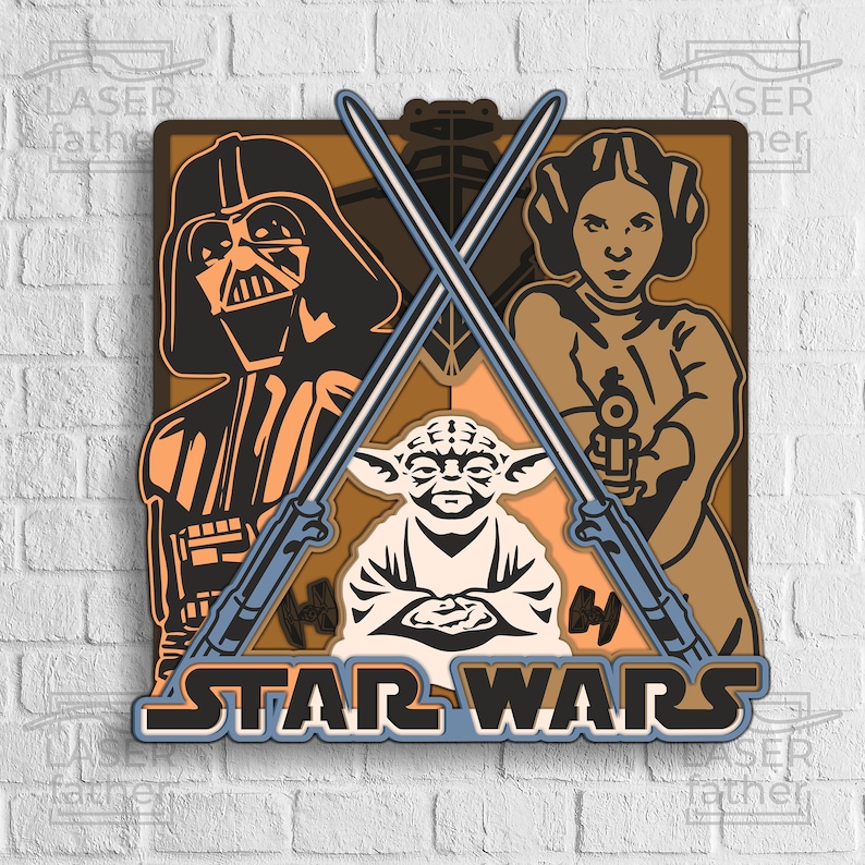 Star Wars Laser Cut Files, Princess Leia SVG, Darth Vader DXF, Yoda ...