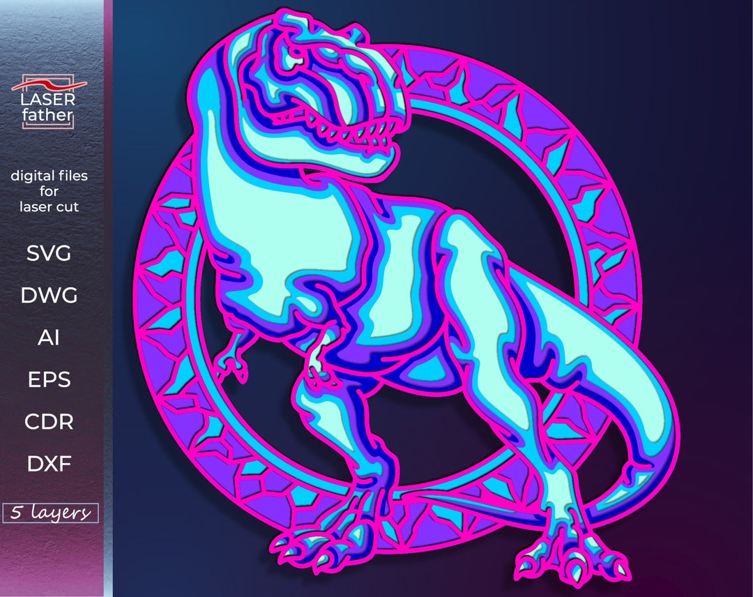 3D Dinosaur Multilayered SVG File, Instant Download Files Png Ai Cdr ...