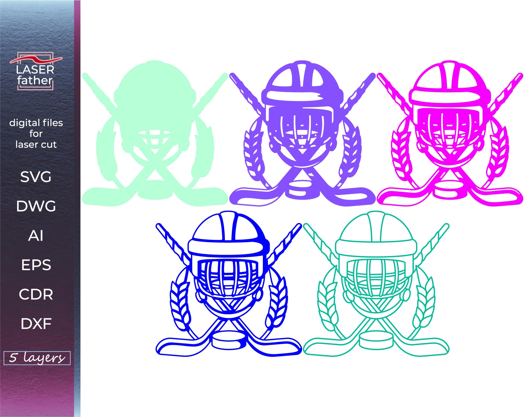 3D Hockey SVG Layered Design, Digital Download Files Png Ai Cdr Dxf Dwg ...