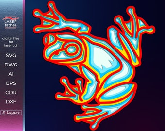 Frog SVG Layered 3D File, Mandala Laser Cut Files, Craft Home Decor ...