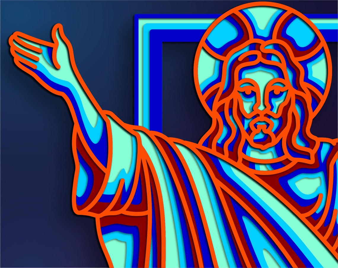 3D Jesus Multilayered SVG File, Instant Download Files Png Ai Cdr Dxf Dwg Eps, Jesus SVG, Jesus ...
