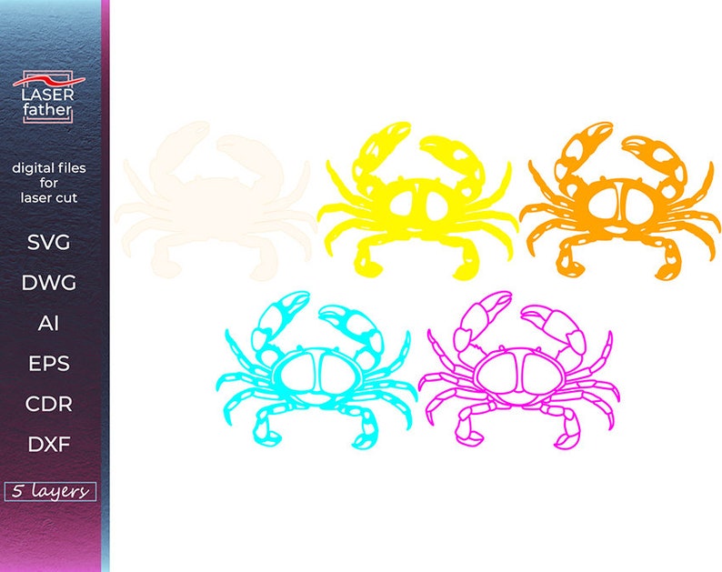 3D Multilayer Crab SVG File, Digital Download Files Png Ai Cdr Dxf Dwg ...