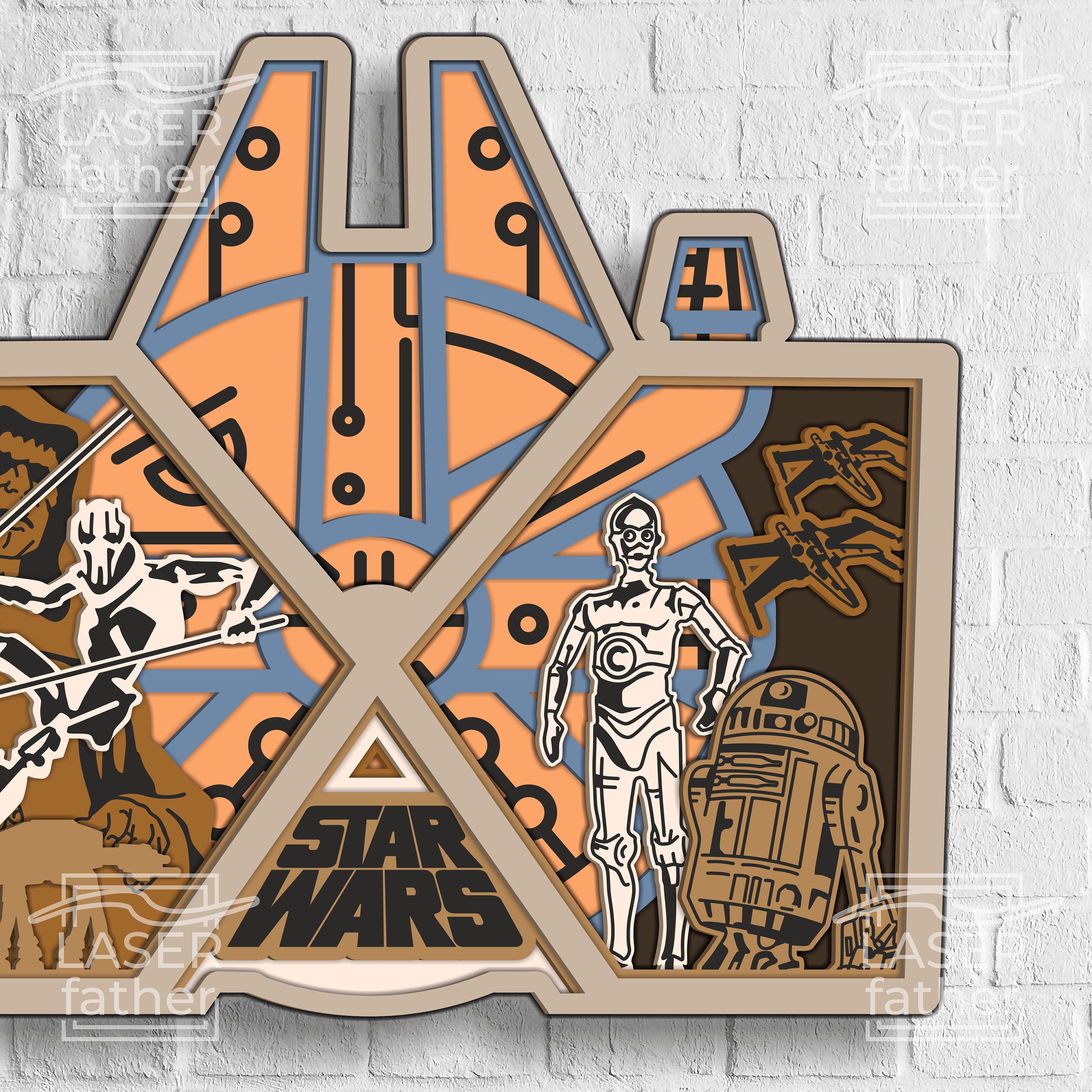 Millenium Falcon SVG, Star Wars Characters SVG, Multilayer Laser Cut ...