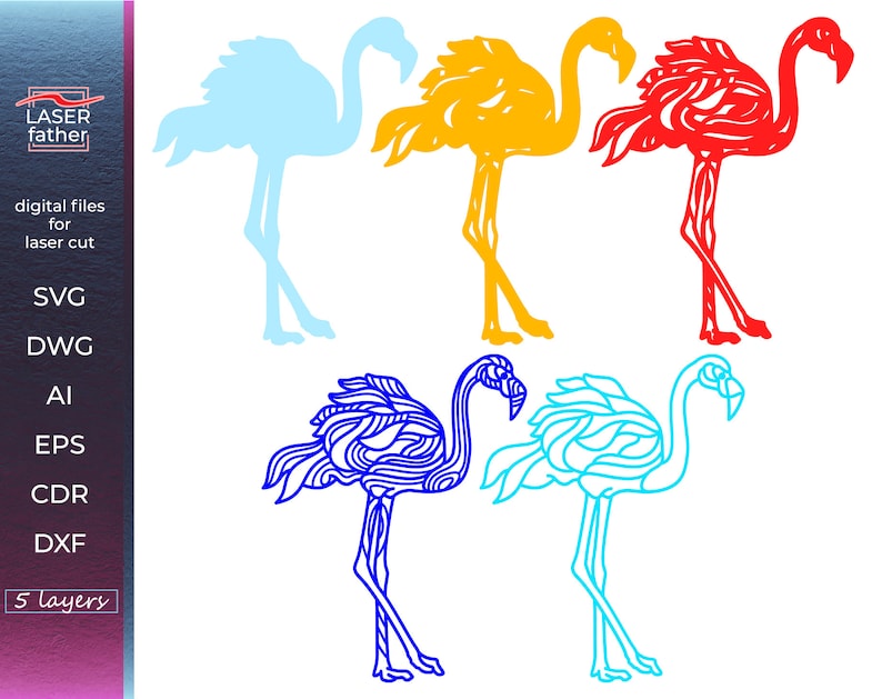 Flamingos 3D Layers SVG Laser Cut File, Instant Download Files Png Ai ...