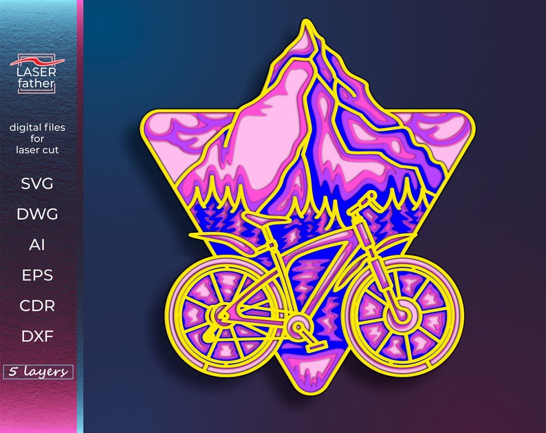 3D Bicycle SVG Multilayer Design, Digital Download Files Png Ai Cdr Dxf ...