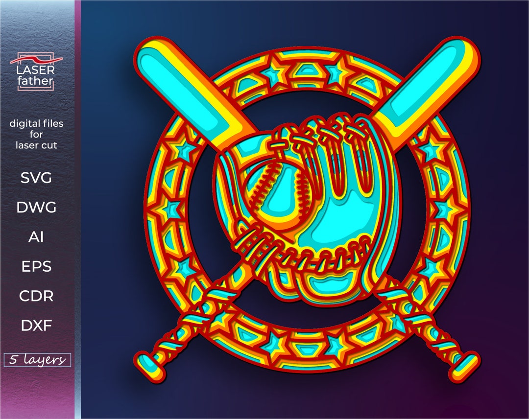 Baseball 3D Multilayered SVG File, Instant Download Files Png Ai Cdr ...