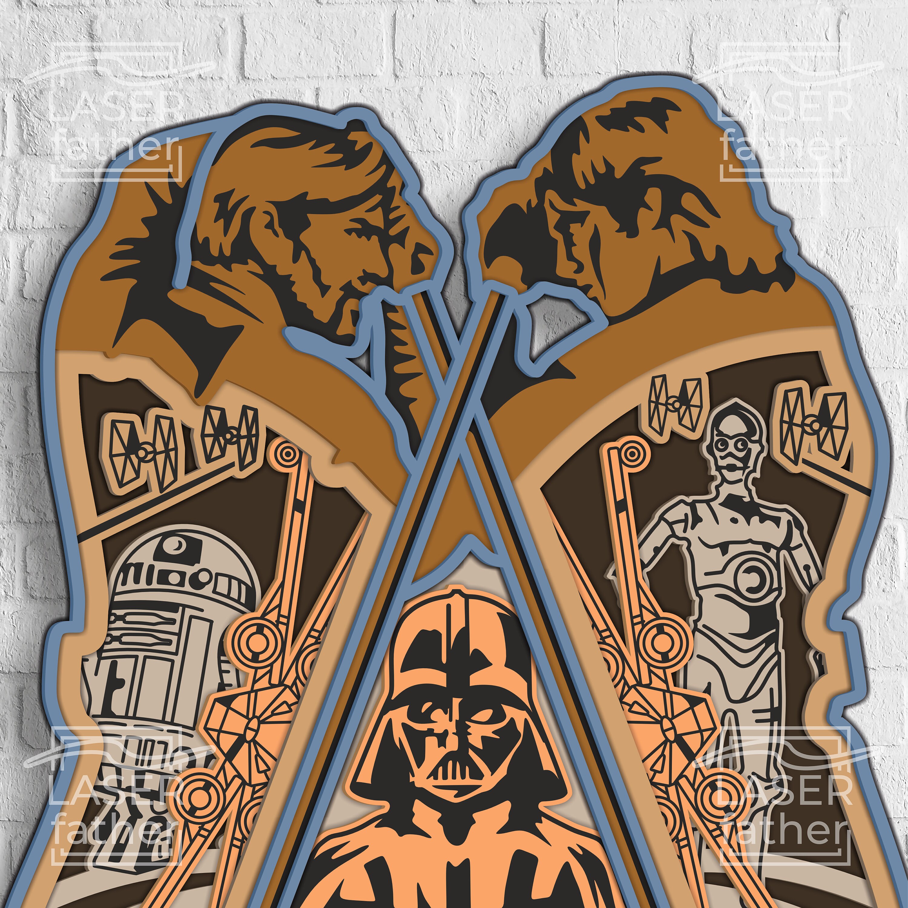 Kylo Ren SVG, Obi Wan Kenobi SVG, Wood Laser Cut, Star Wars Layered ...