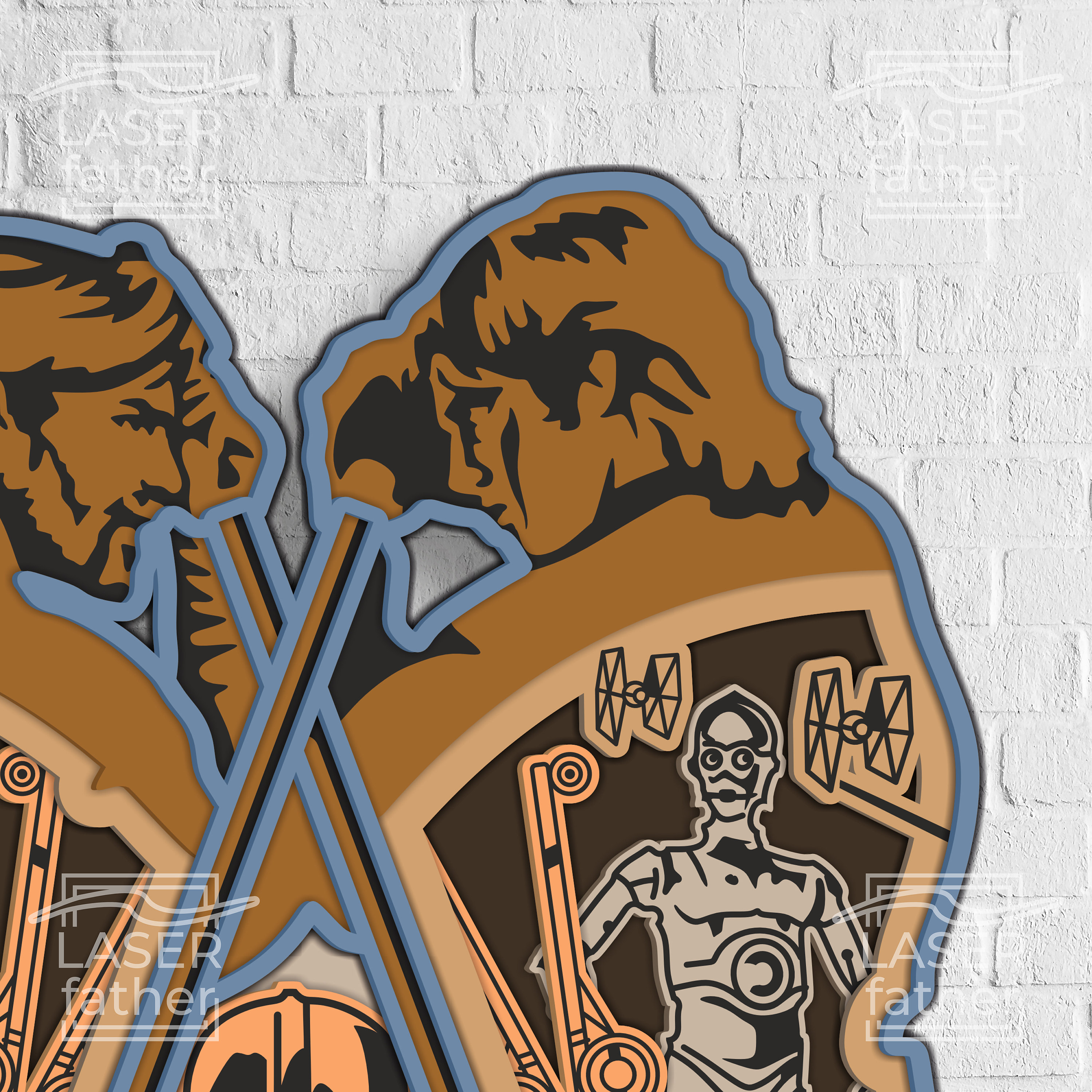 Kylo Ren SVG, Obi Wan Kenobi SVG, Wood Laser Cut, Star Wars Layered ...