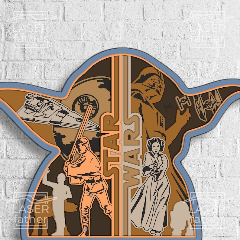 Yoda SVG, Star Wars Laser Cut Files, Han Solo and Princess Leia ...
