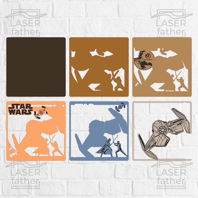 Star Wars Shadow Box, Tie Fighter SVG, Death Star, Laser Ready Template ...