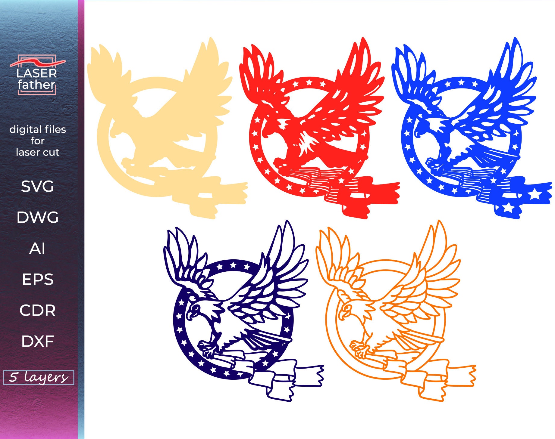 3D Eagle Layers SVG File Instant Download Files Png Ai Cdr - Etsy