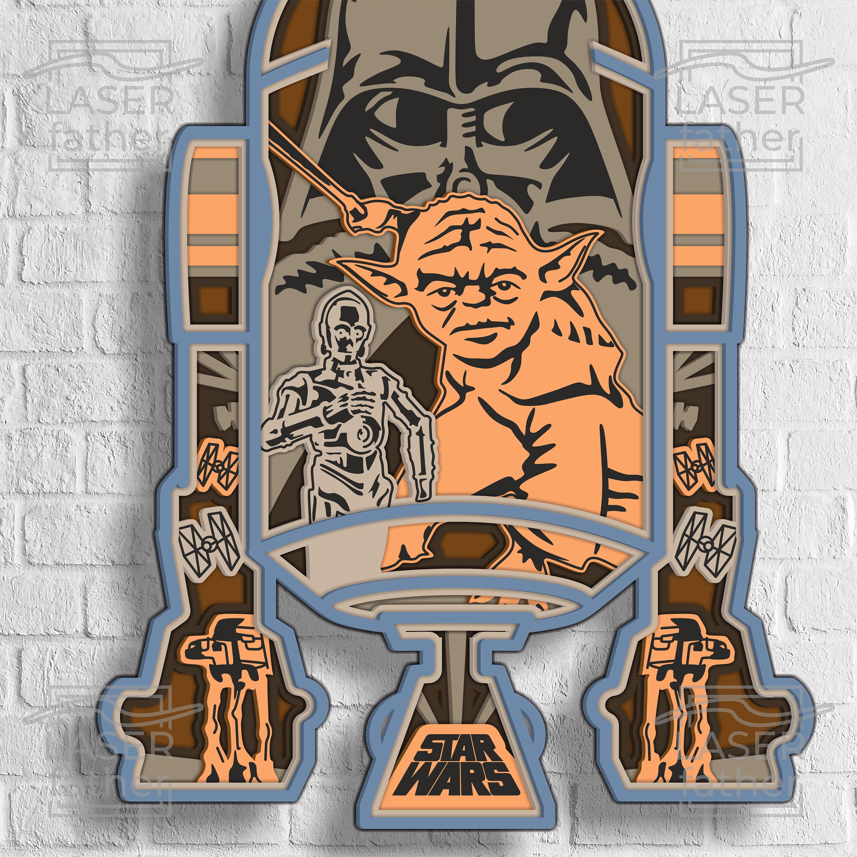 R2D2 SVG, Star Wars Droid, Darth Vader Laser Cut, Yoda, C3PO SVG ...