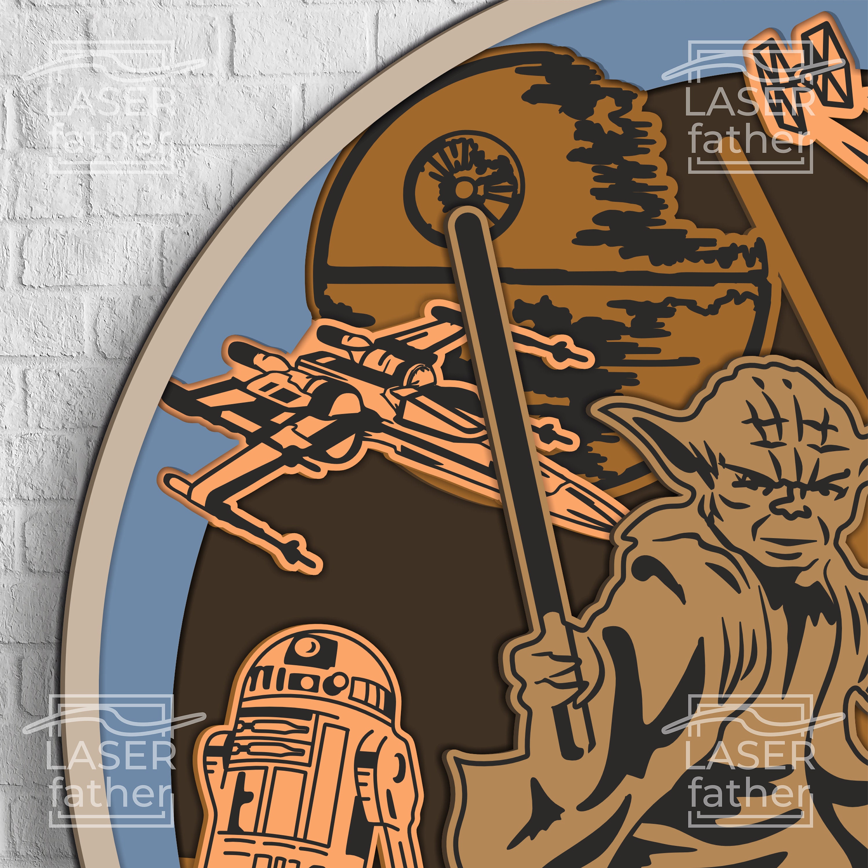 Star Wars DXF, Layered Papercut, CNC Laser Files, Death Star, Yoda SVG ...