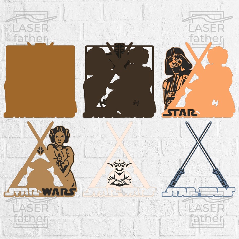 Star Wars Laser Cut Files, Princess Leia SVG, Darth Vader DXF, Yoda ...