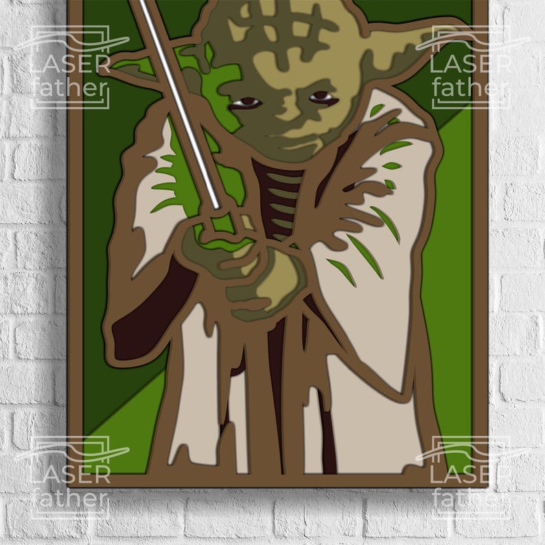 Master Yoda SVG, Multilayered Laser Cut, Star Wars Shadow Box, Vector ...