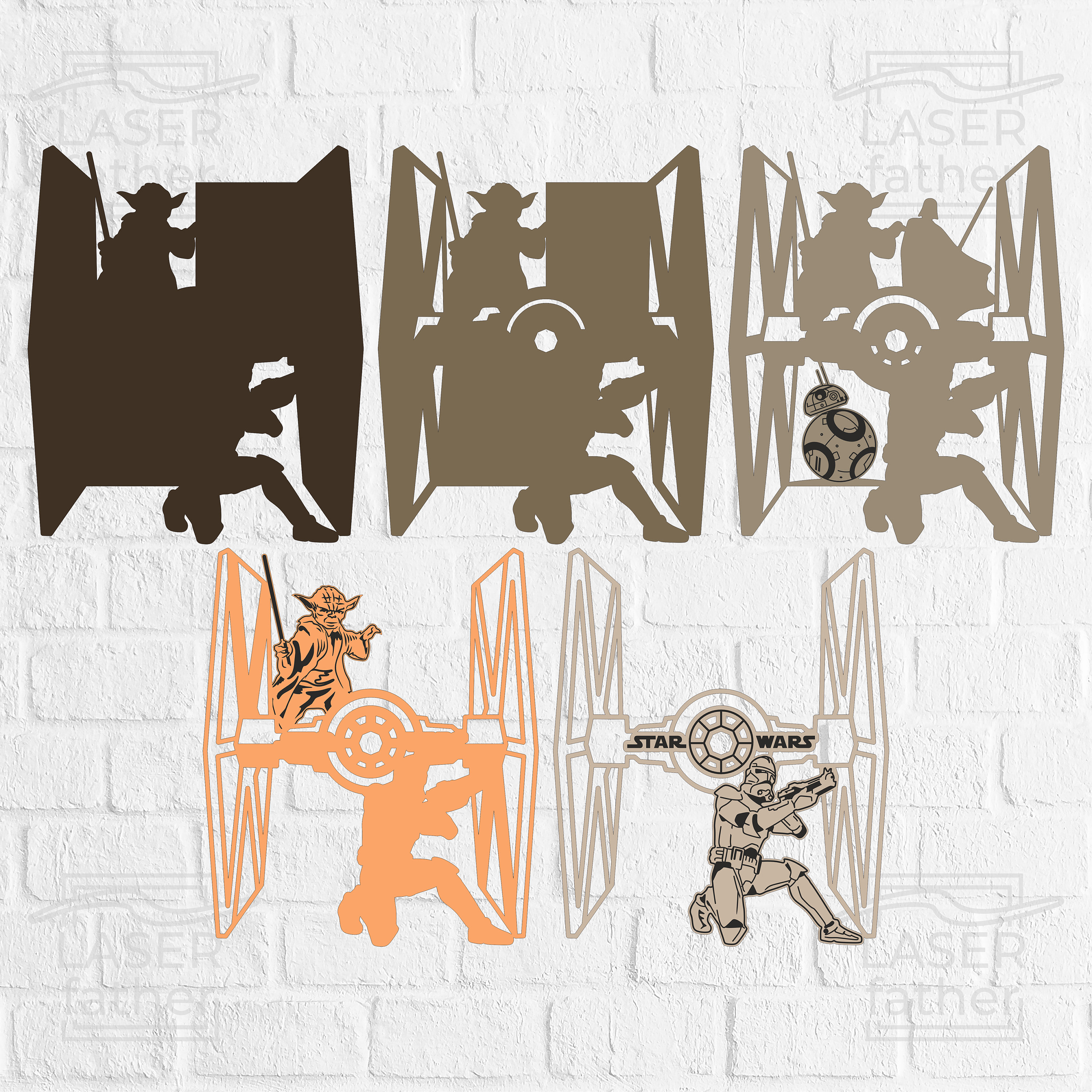 TIE Fighter SVG, Star Wars Layered, Wood Laser Cut, Instant Digital ...