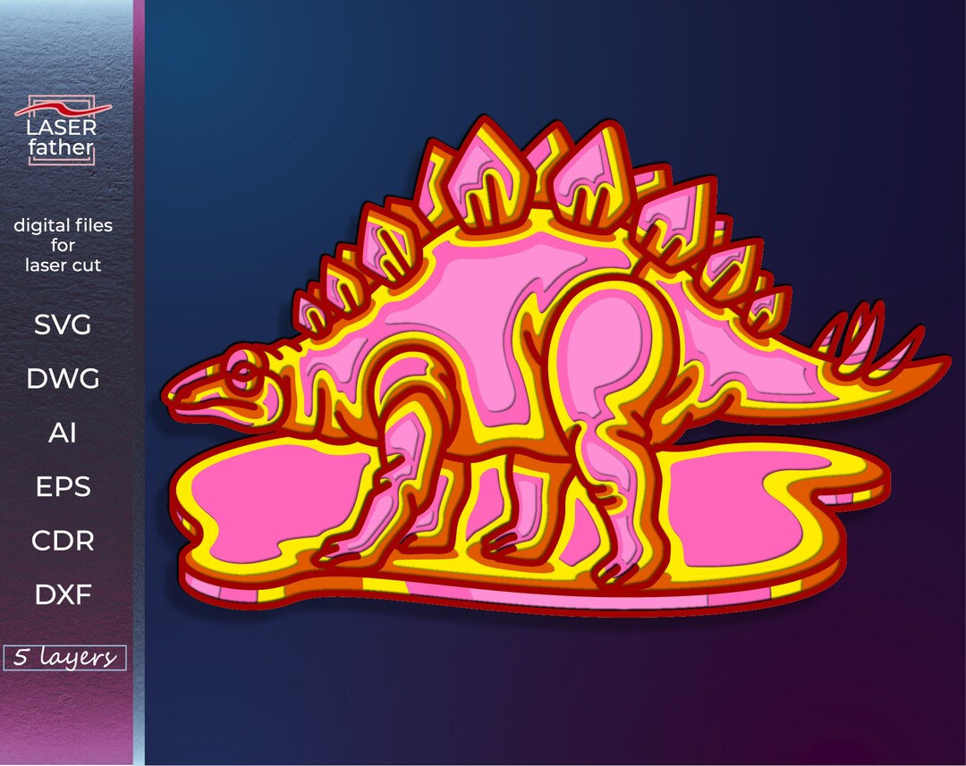 3D Dinosaur Multilayered SVG Laser Cut File, Instant Download Files Png ...