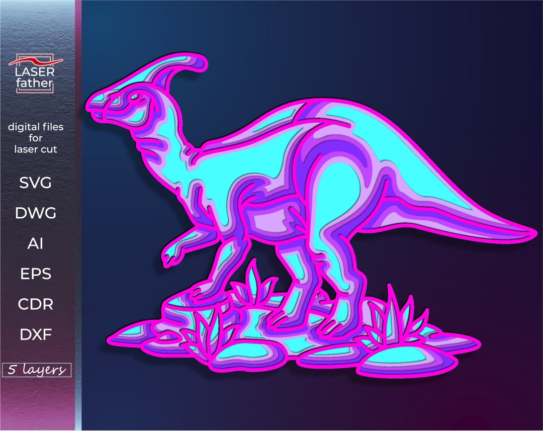 Dinosaur 3D Layered SVG File, Digital Download Files Png Ai Cdr Dxf Dwg ...