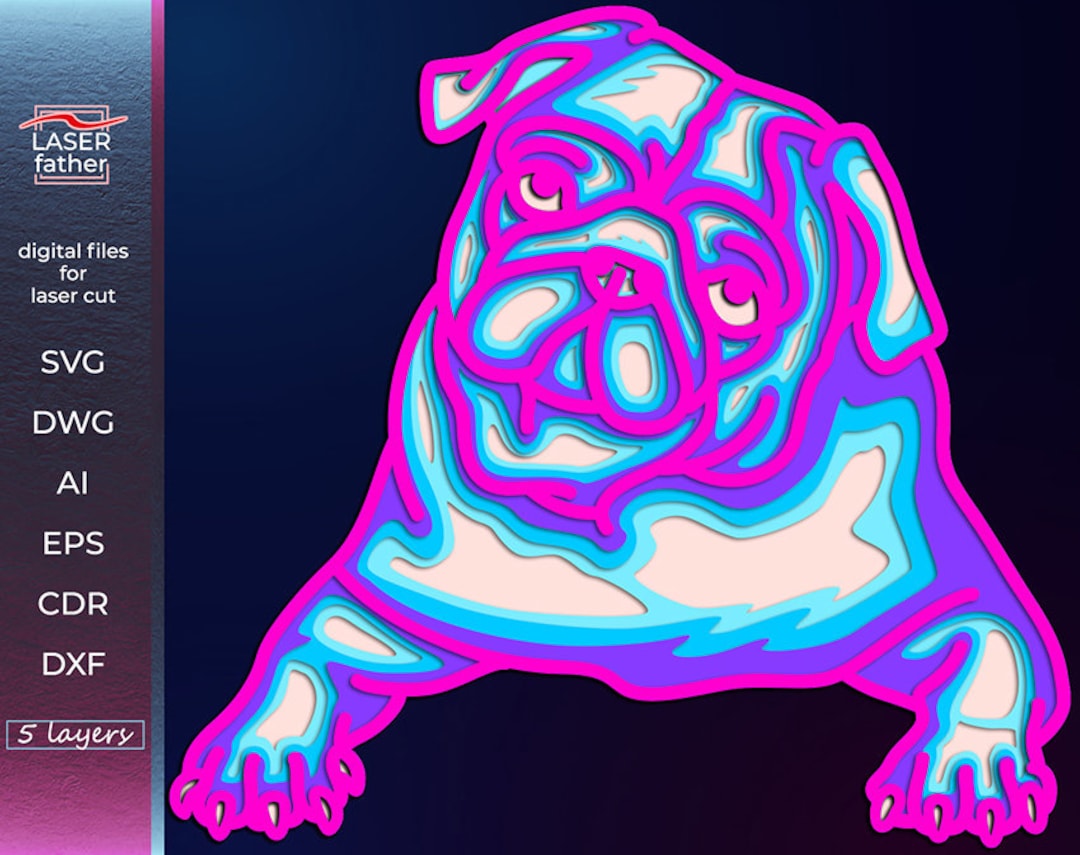 3D Multilayered Pug Dog SVG File, Mandala Laser Cut File, Digital ...