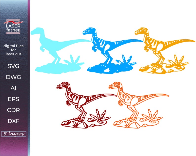 3D Velociraptor Layered SVG Laser Cut File, Digital Download Files Png ...