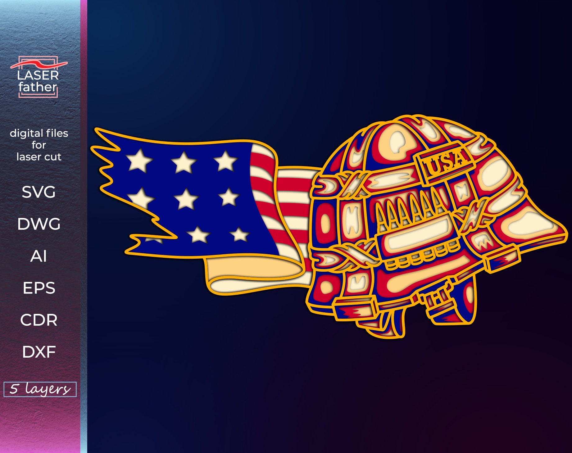 Helmet SVG Layered 3D Design, Instant Download Files Png Ai Cdr Dxf Dwg ...