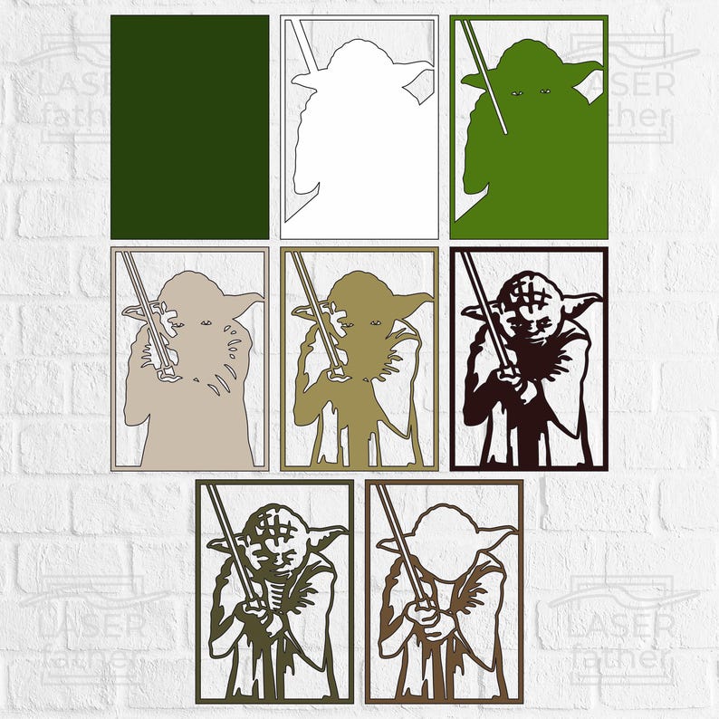 Master Yoda SVG, Multilayered Laser Cut, Star Wars Shadow Box, Vector ...