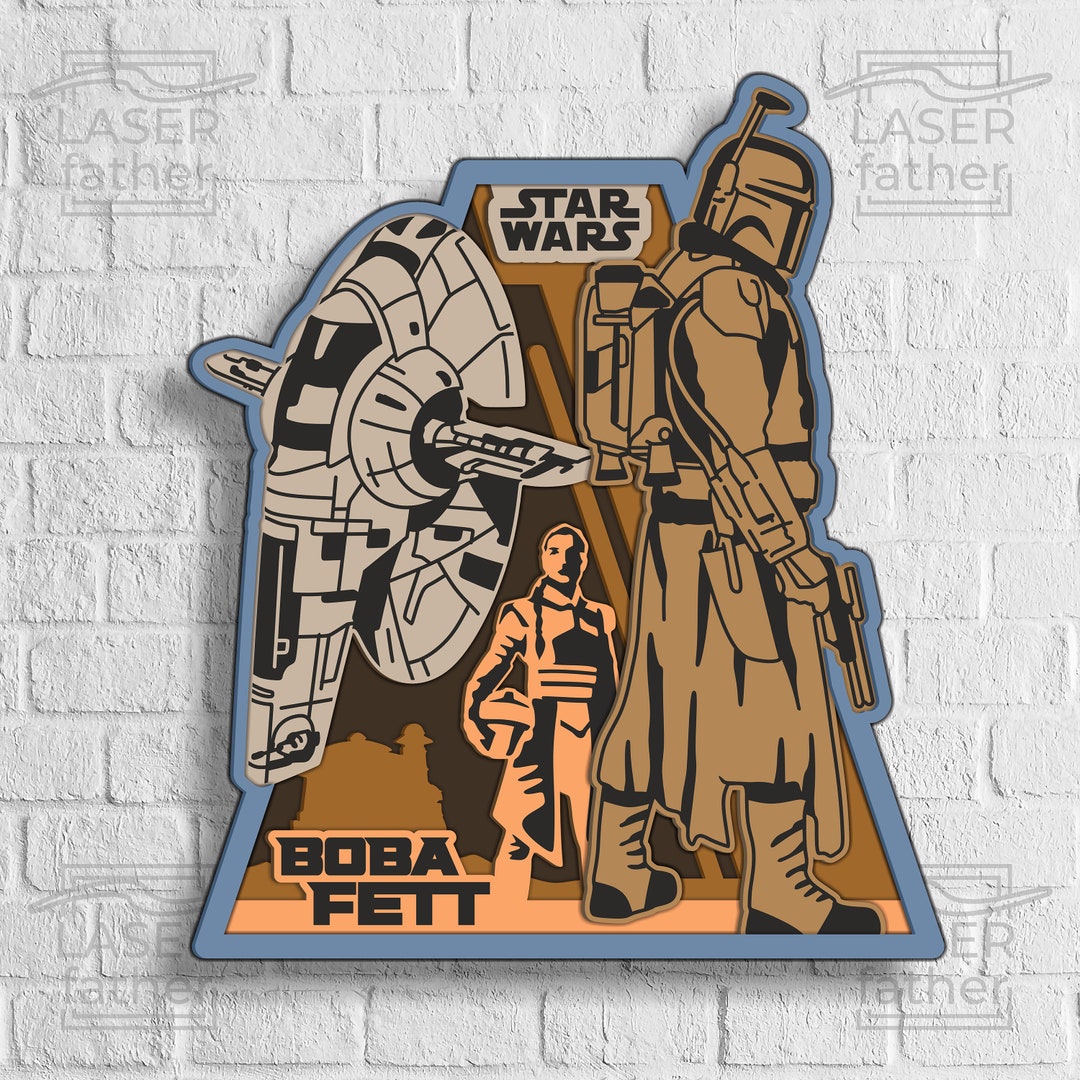Boba Fett SVG, Laser Engraving Design, Star Wars Layered, Cricut ...