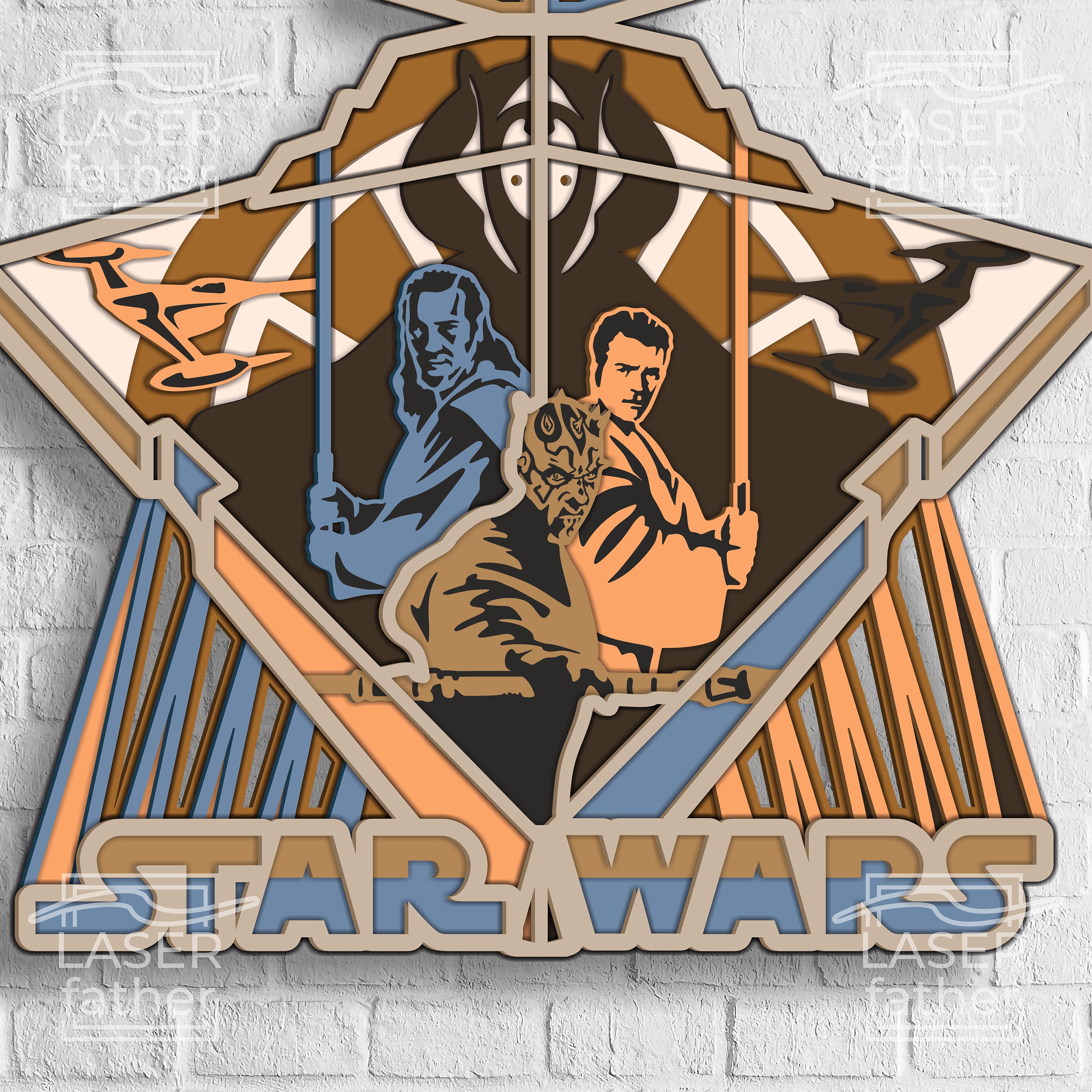 Star Wars Characters SVG, Wood Laser Cutting, Darth Maul SVG, Layered ...